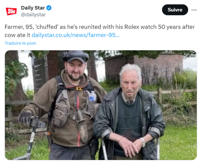 Une vache avale la Rolex d'un agriculteur, il la retrouve... 50 ans plus tard